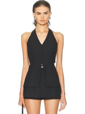 Cult Gaia Helio Crepe Halterneck Top - Black