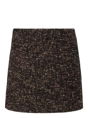 BLAZÉ MILANO Wool-blend Tweed Mini Skirt - Brown