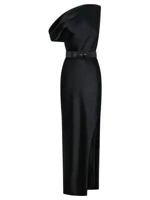 NICHOLAS Eartha One-Shoulder Belted Maxi Dress Black