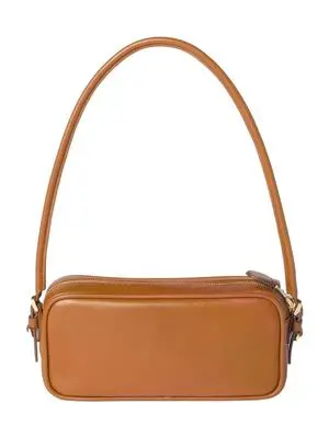 Miu Miu Miu Miu Mini Leather Shoulder Bag With Logo Detail Brown