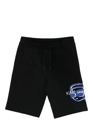 Karl Lagerfeld Graphic Print Drawstring Shorts - Black