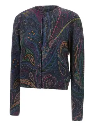Etro Paisley Print Buttoned Cardigan - Blue