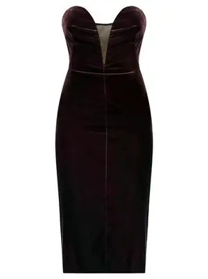 TOM FORD Velvet Sweetheart Neckline Midi Dress - Purple