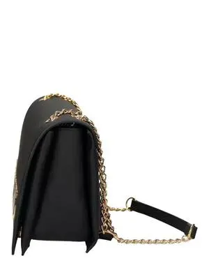 Moschino Logo Plaque Shoulder Bag - Black
