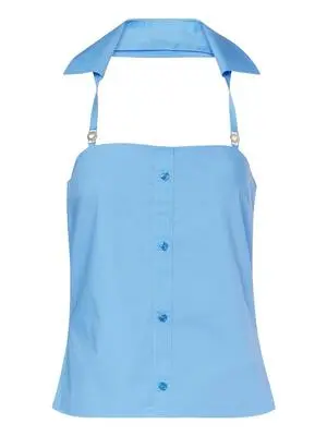 Coperni Halterneck Cotton Top - Blue