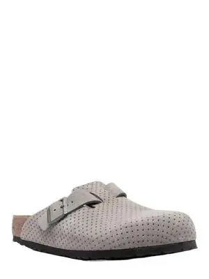 BIRKENSTOCK Boston Suede Perforated Clogs - Grey