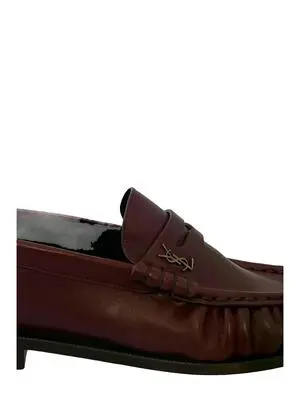 Saint Laurent Logo-plaque Pleated-effect Loafers - Red