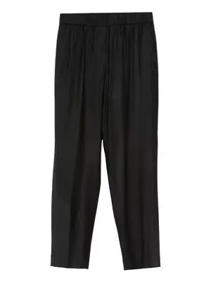 Peserico Elastic-waist Trousers With Side Slash Pockets - Black