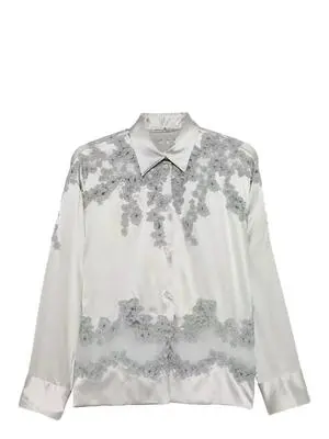 Ermanno Scervino Lace Embellished Silk Shirt - Grey