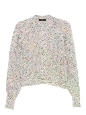 TWINSET Puff Sleeve Speckled Cardigan - Neutrals