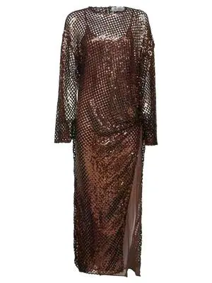 Attico Sequin-embellished Gathered Maxi Dress - Brown