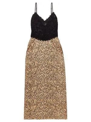 KIKA VARGAS Petra Lace And Printed Satin Maxi Dress - Neutrals