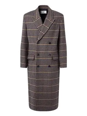 Saint Laurent Houndstooth Wool Overcoat - Multicoloured