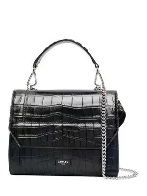 LANCEL Crocodile-embossed Leather Tote Bag - Black