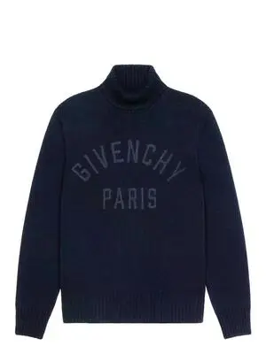 Givenchy Embroidered Logo Turtleneck Sweater - Blue