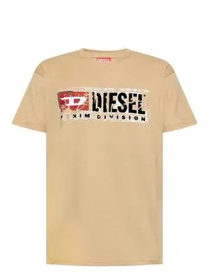 DIESEL® Distressed Logo-print T-shirt - Neutrals