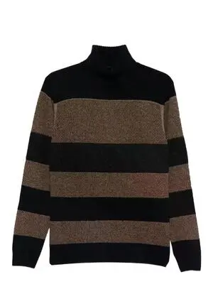 BARBA NAPOLI Striped Wool Turtleneck Sweater - Blue