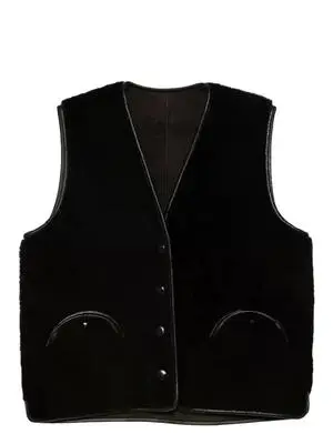 BLAZÉ MILANO Blazé Milano Leather-Trimmed Shearling Gilet Brown