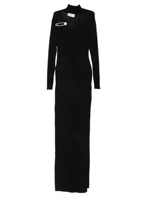 Giuseppe Di Morabito Ribbed Safety Pin Embellished Maxi Dress - Black