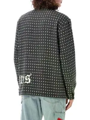 PLEASURES Embroidered-logo Long-sleeve Shirt - Grey