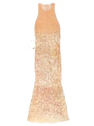 Elisabetta Franchi Sequin-embellished Maxi Evening Dress - Neutrals