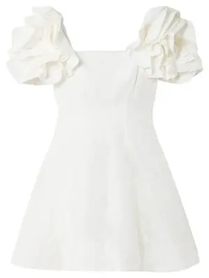 Aje Twyla Ruffled Poplin Mini Dress - Neutrals