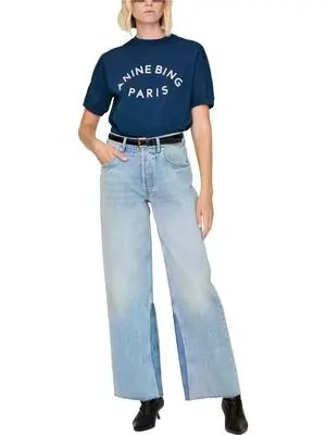 ANINE BING Jaylin Logo Print T-shirt - Blue