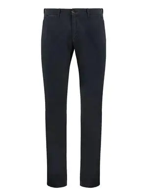 MOORER Cotton Trousers With Leather Logo