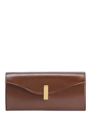 GIUSEPPE ZANOTTI Leather Clutch Bag With Branded Metal Closure - Brown
