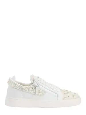 GIUSEPPE ZANOTTI Giuseppe Zanotti Embellished Lace-Up Low-Top Sneakers White