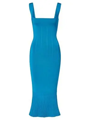 Galvan Atalanta Ribbed-knit Cocktail Dress - Blue