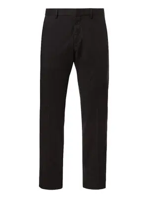 Zegna Cotton-blend Slim Fit Trousers - Black