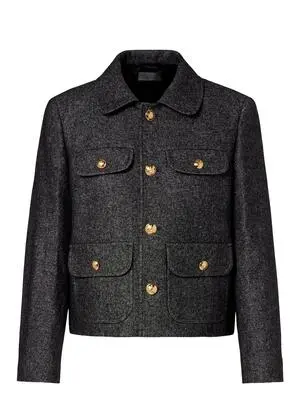NILI LOTAN Chamonix" Graphite Donegal Cotton And Wool-blend Jacket - Grey