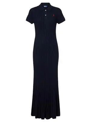 Polo Ralph Lauren Ribbed-knit Cotton-blend Maxi Dress - Blue