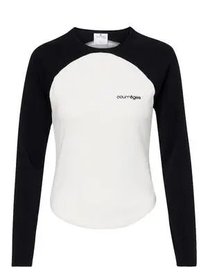 COURREGES Circle Contrast Cotton Jersey T-shirt - White