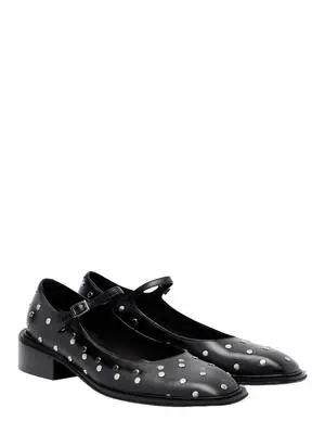 SOULIERS MARTINEZ Penelope Leather Mary Jane Pumps - Black