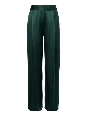 THE SEI Silk Satin Wide-leg Pants - Green