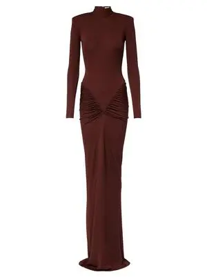 THE NEW ARRIVALS ILKYAZ OZEL Darja Ruched Gown - Brown