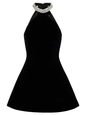 David Koma Crystal-embellished Halterneck Mini Dress - Black