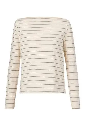 LESET Margo Striped Cotton Jersey T-shirt - Beige