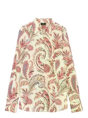Etro Paisley-print Long-sleeve Poplin Shirt - Neutrals