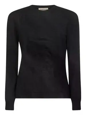 BLANCA VITA Ribbed Crew-neck Sweater - Black