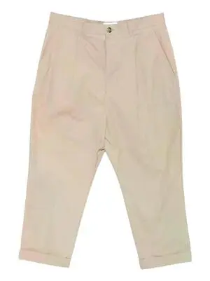 AMI Paris Pleated Cotton Trousers - Neutrals