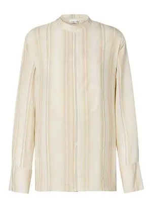 Victoria Beckham Striped Silk Blend Shirt - Beige