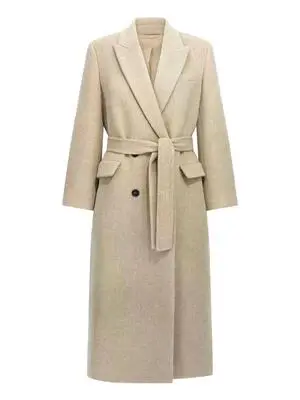 BRUNELLO CUCINELLI Belted Peak-Lapel Coat
