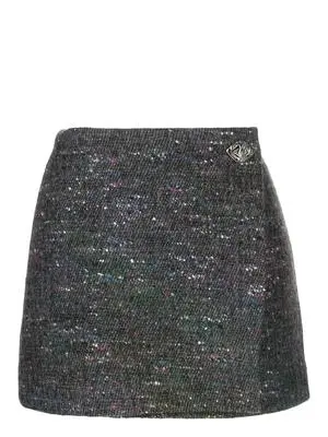 GANNI GANNI Tweed Wrap Mini Skirt