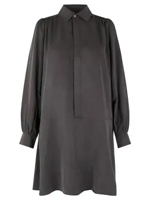 SAMSOE SAMSOE Collared Puff-sleeve Mini Shirt Dress - Grey