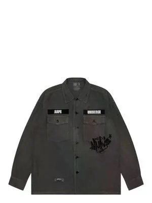 AAPE BY *A BATHING APE Logo-tape Cotton-blend Shirt - Black
