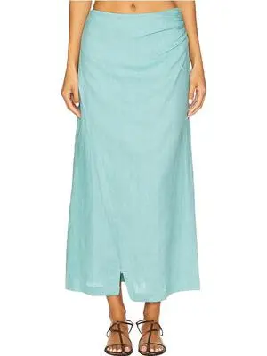 Faithfull The Brand Linen Ruched Maxi Skirt - Blue