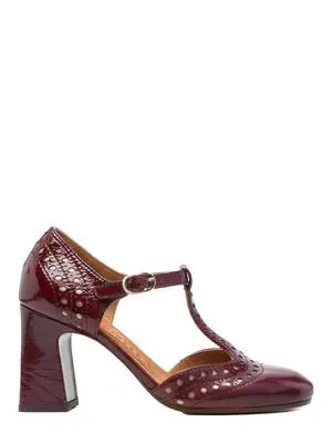 Chie Mihara 85mm Perforated T-bar Heeled Pumps - Red